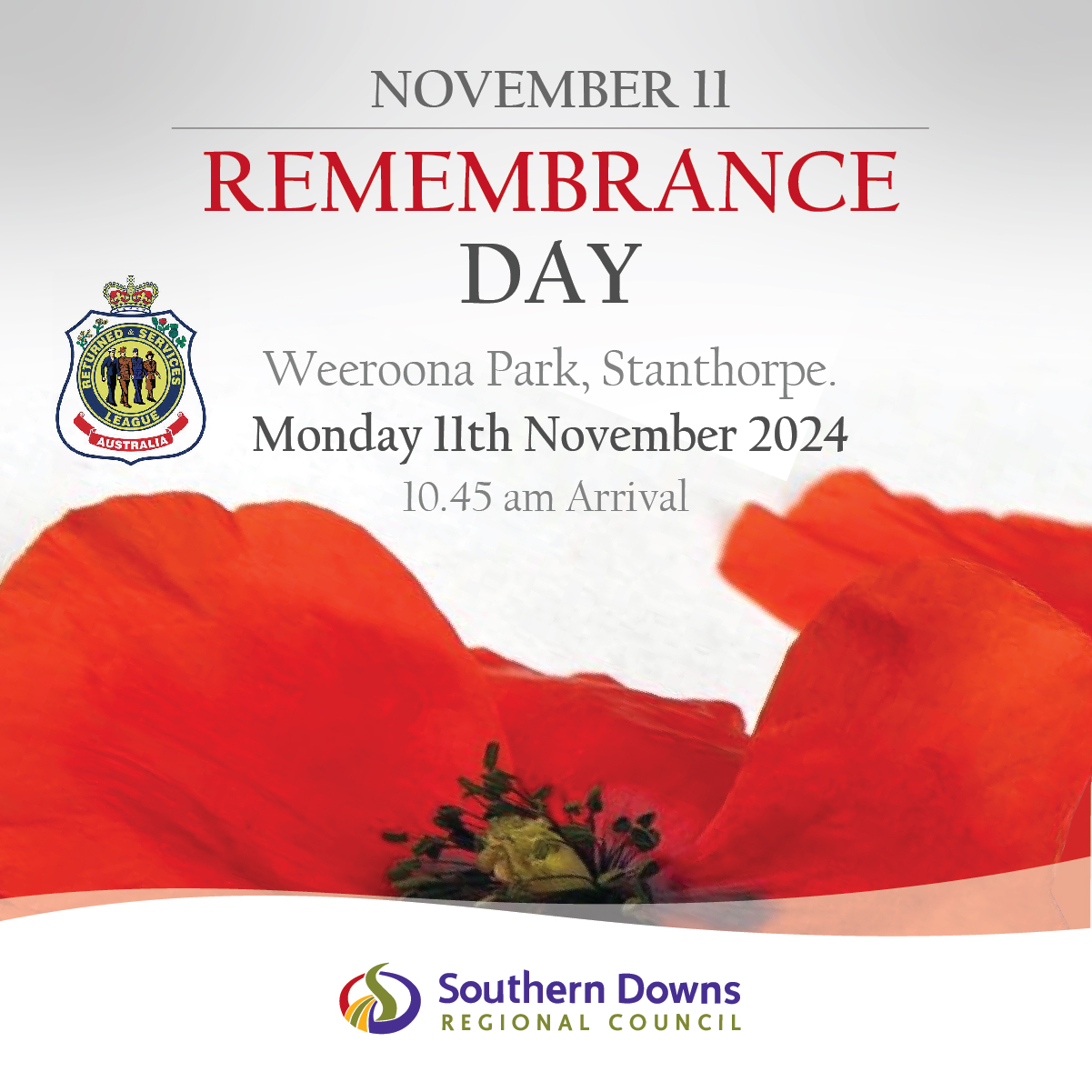Remembrance Day 2024 in Stanthorpe - Southern Downs Regional Council
