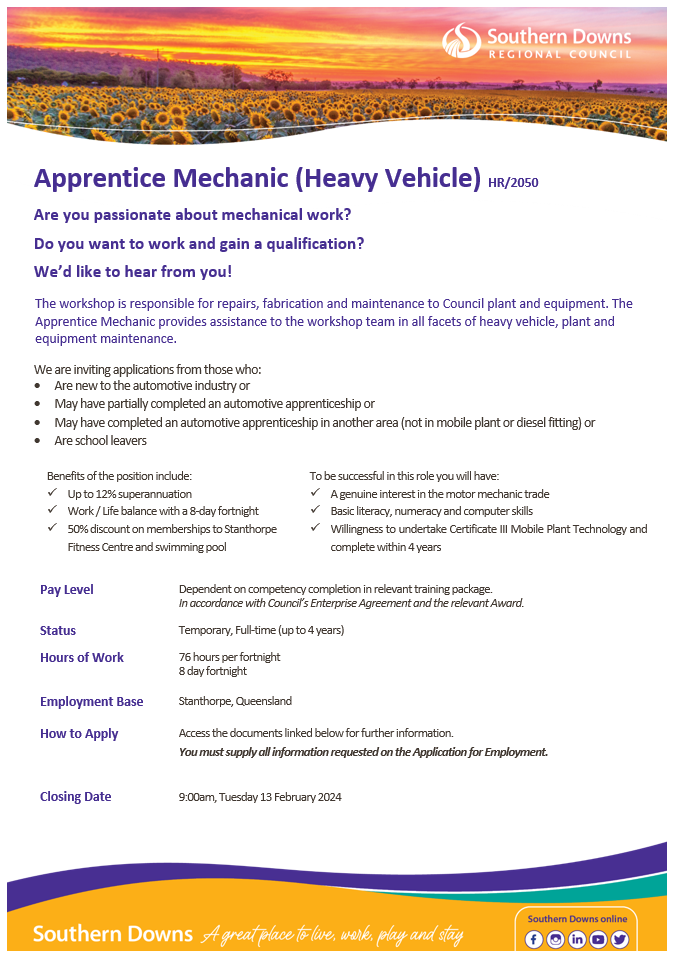 Apprentice Mechanic (Heavy Vehicle) Job in Queensland (QLD ...